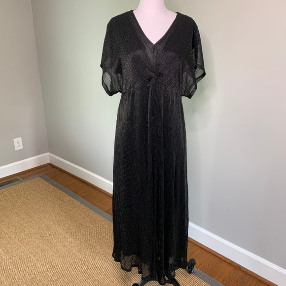 ellos | Dresses | Ellos Black Metallic Semisheer Maxi Dress | Poshmark